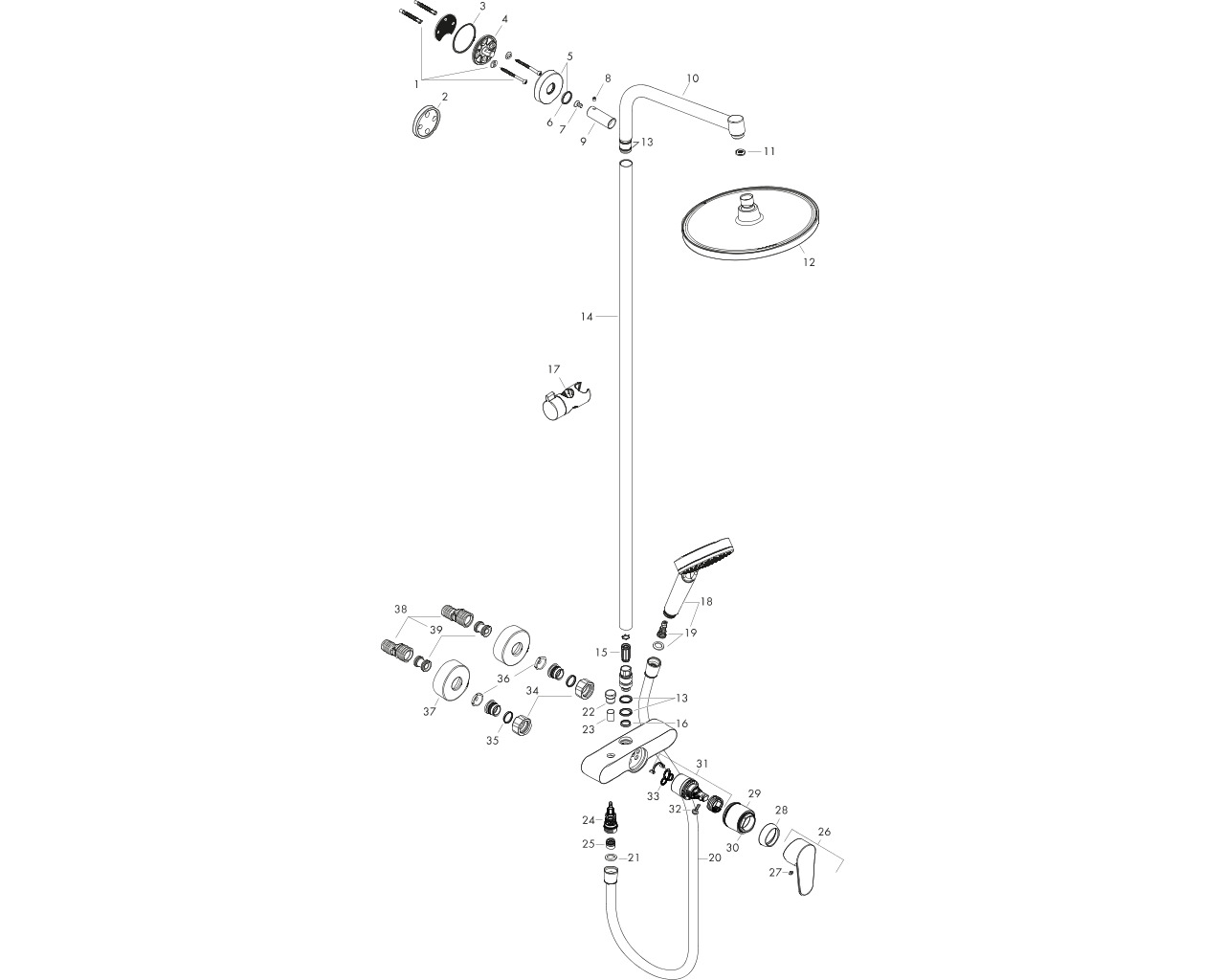 hansgrohe crometta s 240 1jet showerpipe with single lever mixer kopen ...