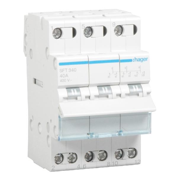 Hager Omschakelaar 3-P 1M/1V 40A I-0-II, common boven SFT340 kopen ...