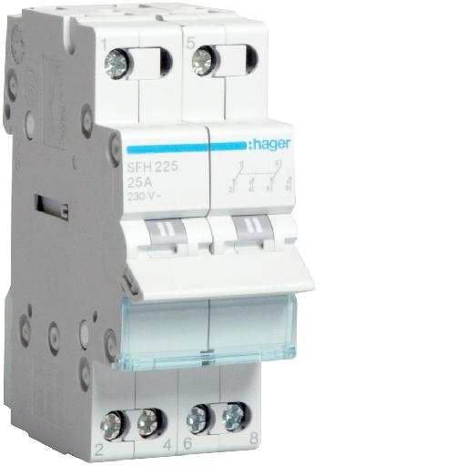 Hager Omschakelaar 2-P 1M/1V 25A I-II, common boven SFH225 kopen ...
